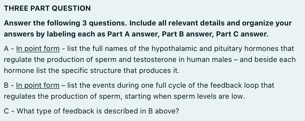 Solved THREE PART QUESTION Answer the following 3 questions. | Chegg.com