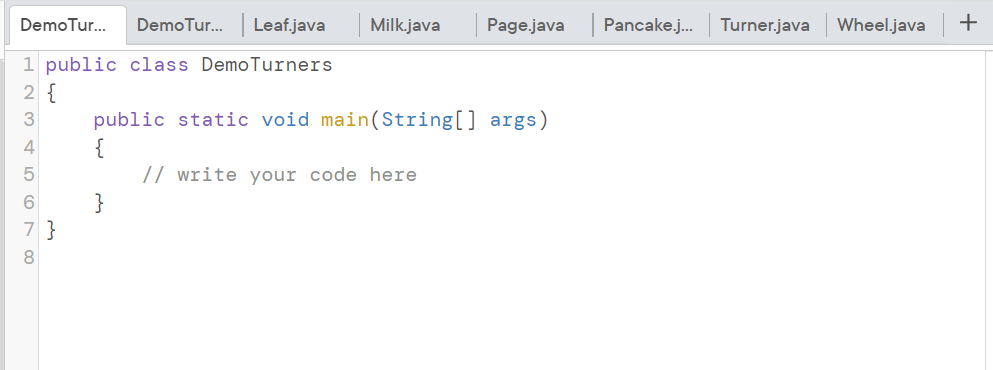 Create an interface named Turner, with a single | Chegg.com Create an interface named Turner, with a single | Chegg.com