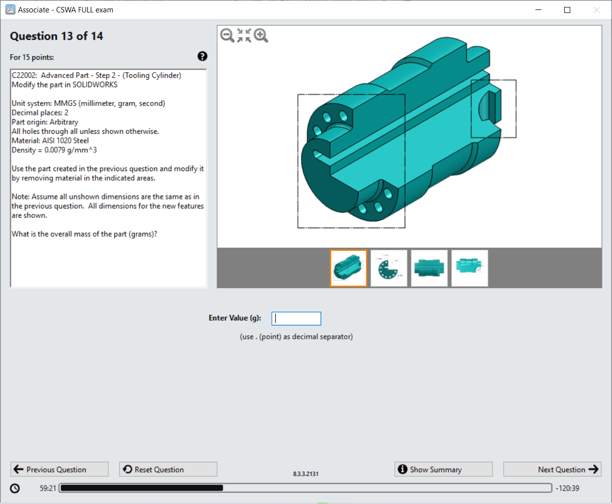Solved C22001: Advanced Part - Step 1 - (Tooling Cylinder) | Chegg.com
