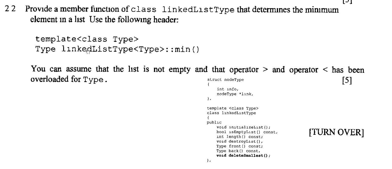 Solved 22 Provide A Member Function Of Class Linkedlisttype 