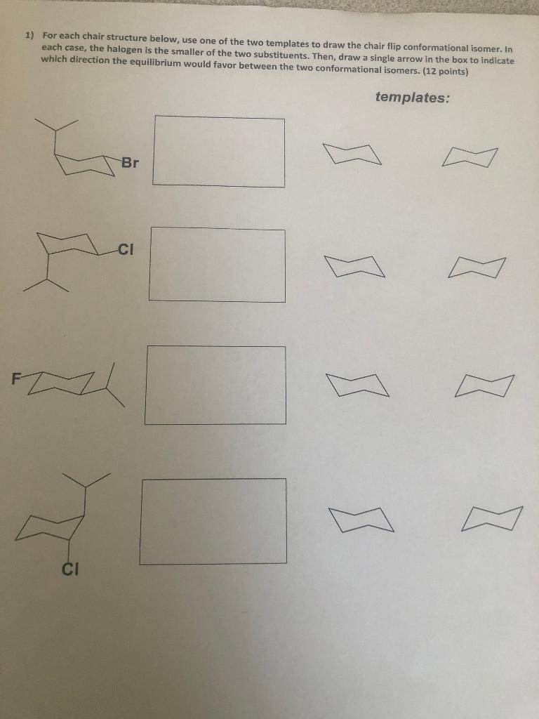 Solved 1) For each chair structure below, use one of the two | Chegg.com