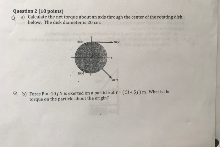 Solved Question 2 (18 points) a) Calculate the net torque | Chegg.com