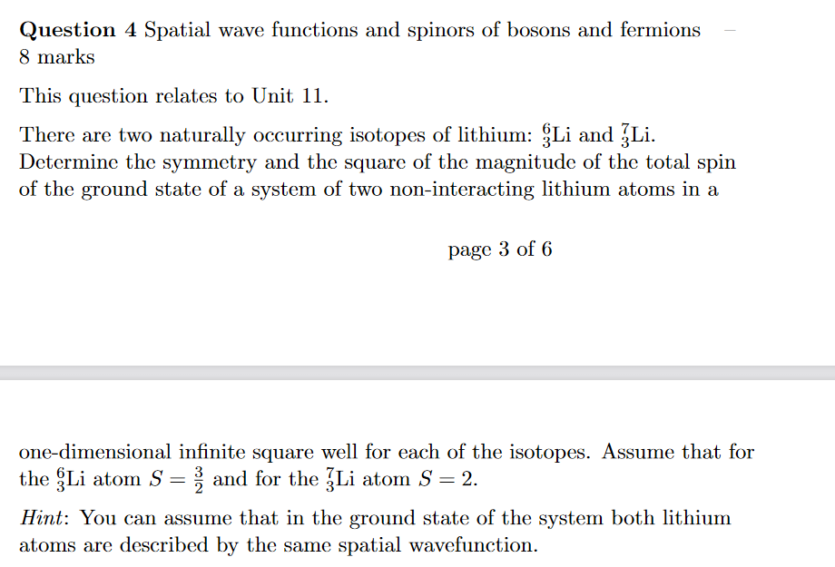 Solved Question 4 Spatial Wave Functions And Spinors Of