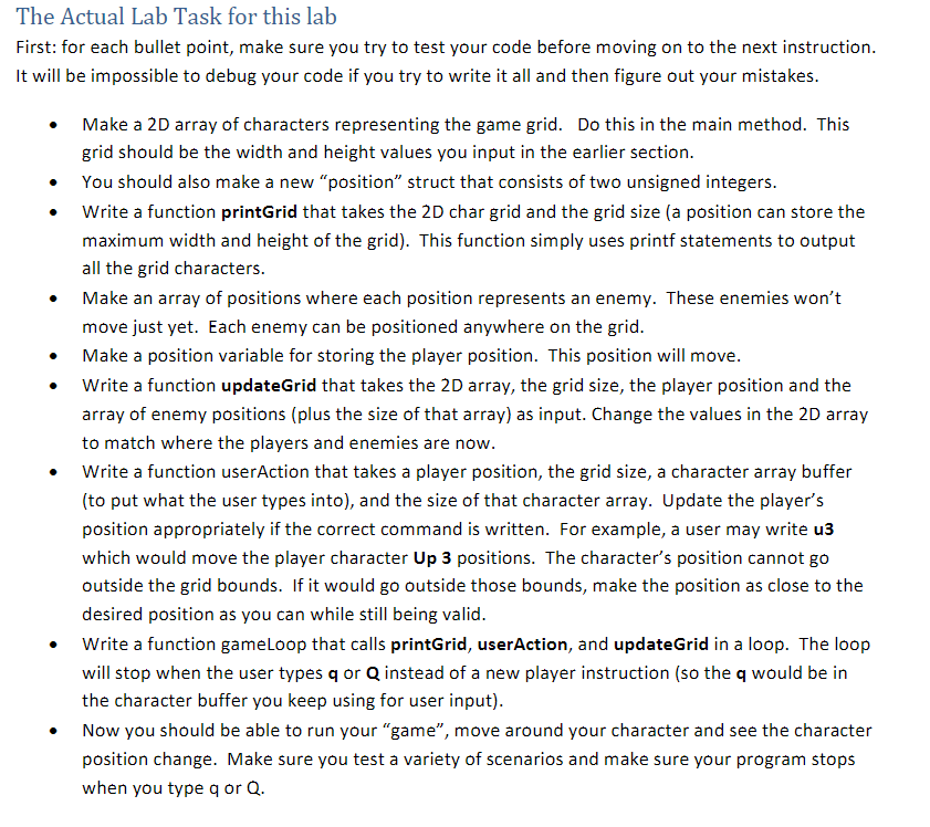 Solved The Actual Lab Task for this lab First: for each | Chegg.com