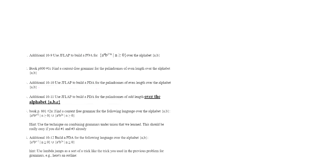 Additional 10-9 Use JFLAP to build a PDAorabn20over | Chegg.com