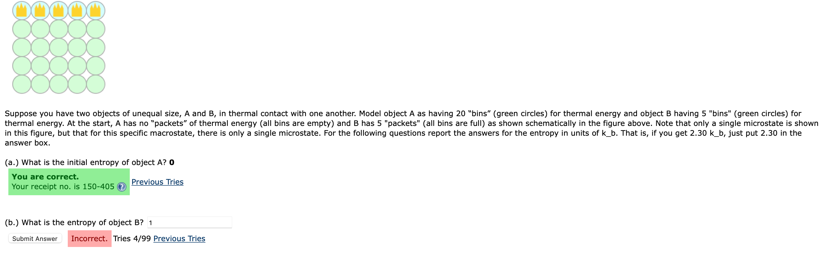 Solved answer box. (a.) What is the initial entropy of | Chegg.com
