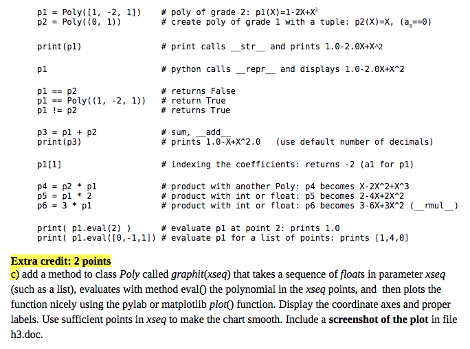 Solved Problem 2. Polynomials Design and implement (in file | Chegg.com