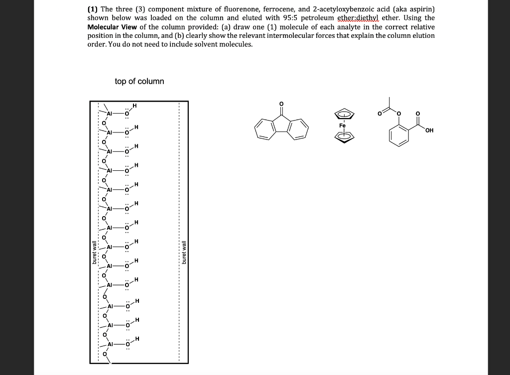 Solved (1) The three (3) component mixture of fluorenone, | Chegg.com