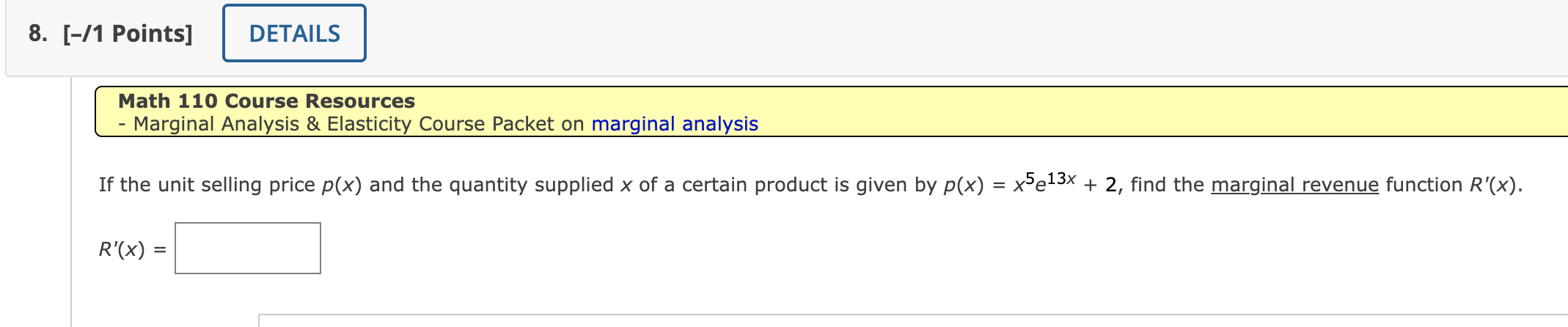 Solved Marginal Analysis & Elasticity Course Packet on | Chegg.com