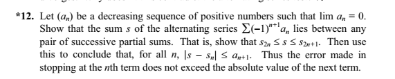 Solved *12. Let (an) be a decreasing sequence of positive | Chegg.com