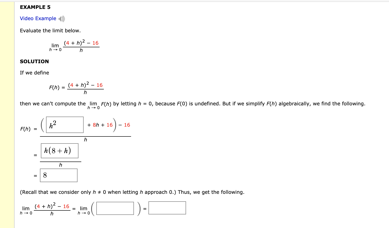 Solved EXAMPLE 5 Video Example Evaluate the limit below. (4 | Chegg.com