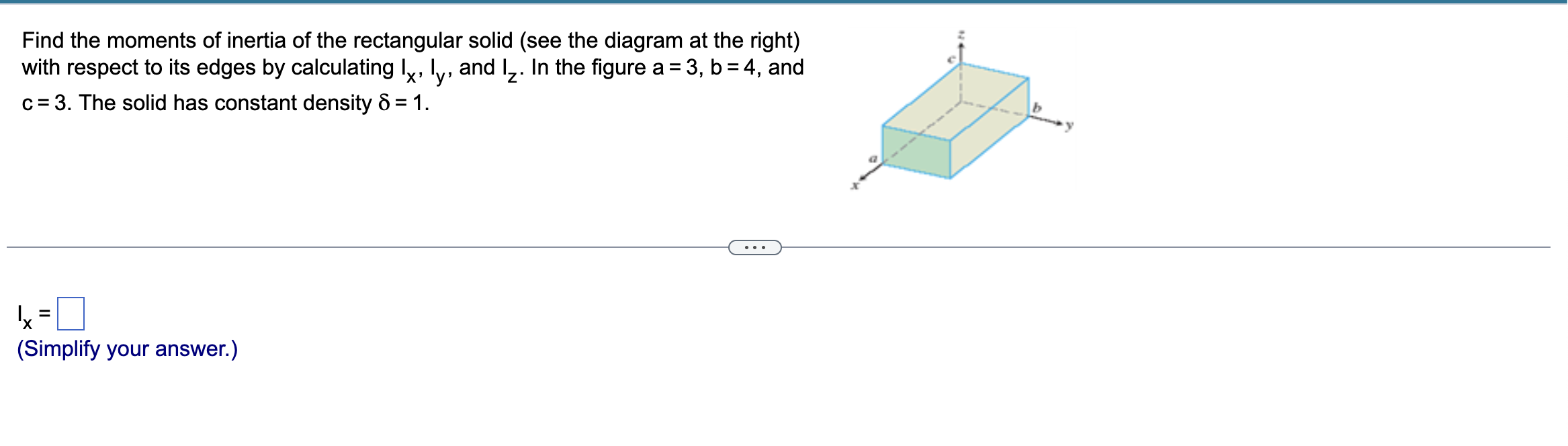 Solved Find the moments of inertia of the rectangular solid | Chegg.com