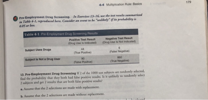 Solved 4-4 Multiplication Rule: Basics 179 Pre-Employment | Chegg.com