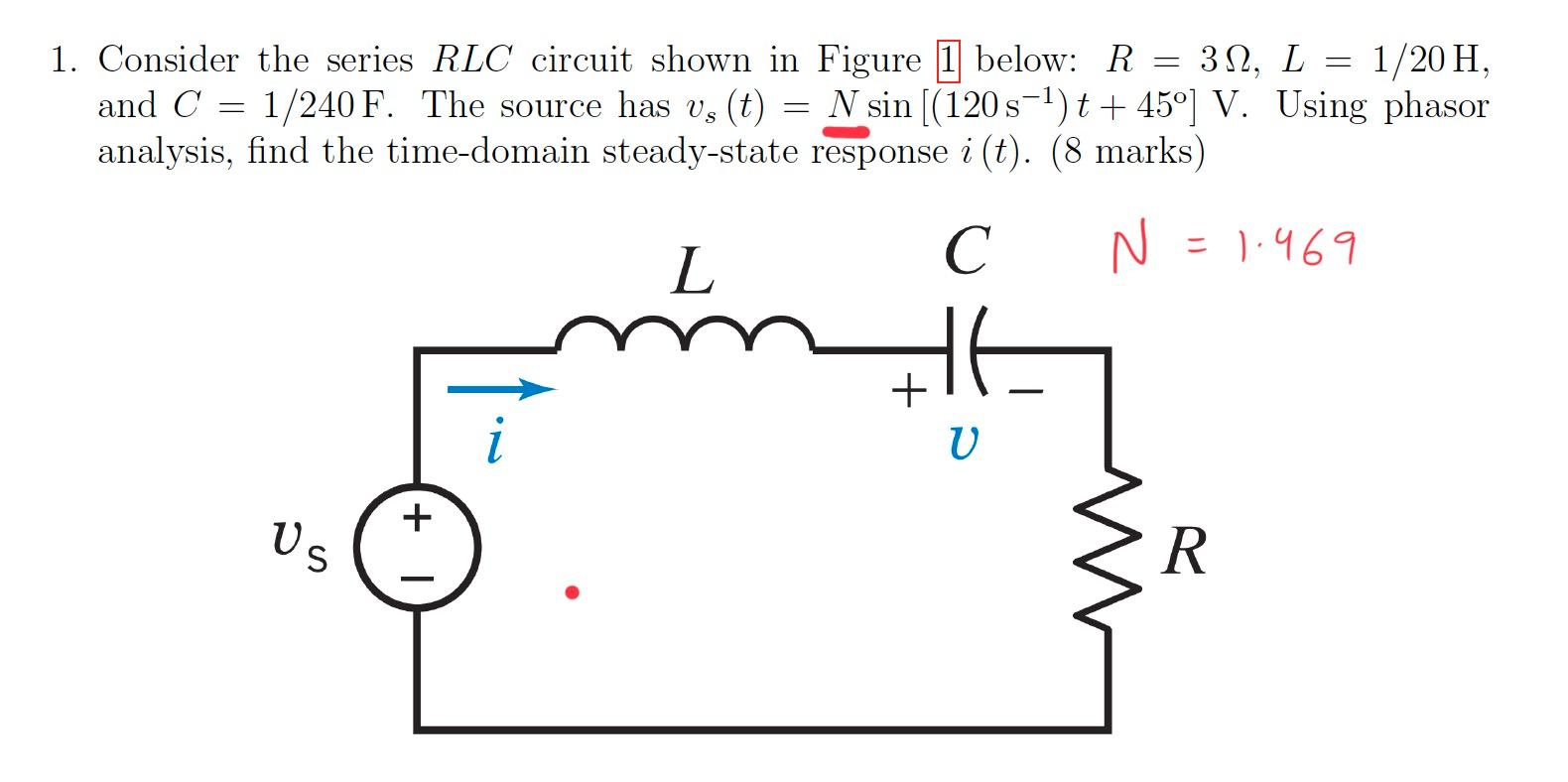 Solved - 1. Consider the series RLC circuit shown in Figure | Chegg.com
