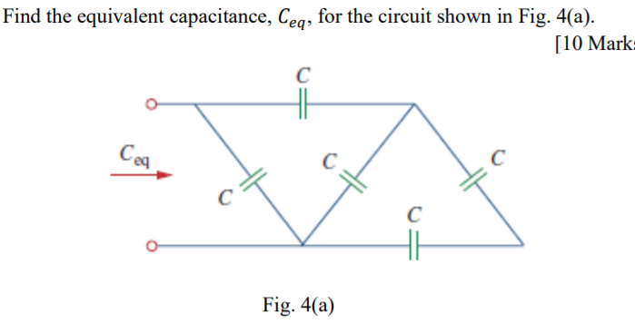 Solved Find the equivalent capacitance, Ceq, for the circuit | Chegg.com