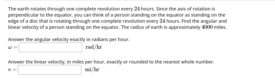 Solved The earth rotates through one complete revolution | Chegg.com