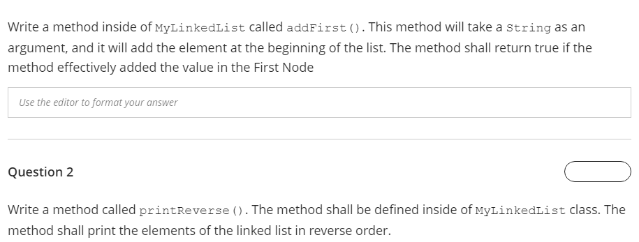 Solved Write a method inside of MyLinkedList called | Chegg.com