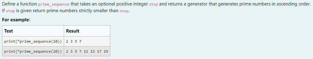 Solved Python code. Define a function prime_sequence | Chegg.com