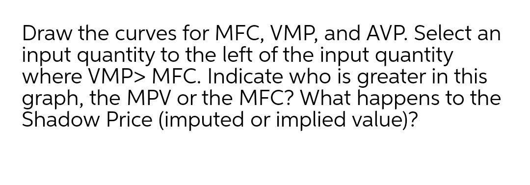 Solved Draw the curves for MFC, VMP, and AVP. Select an | Chegg.com