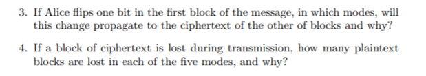 2.1 Block cipher mode Consider the five block cipher | Chegg.com