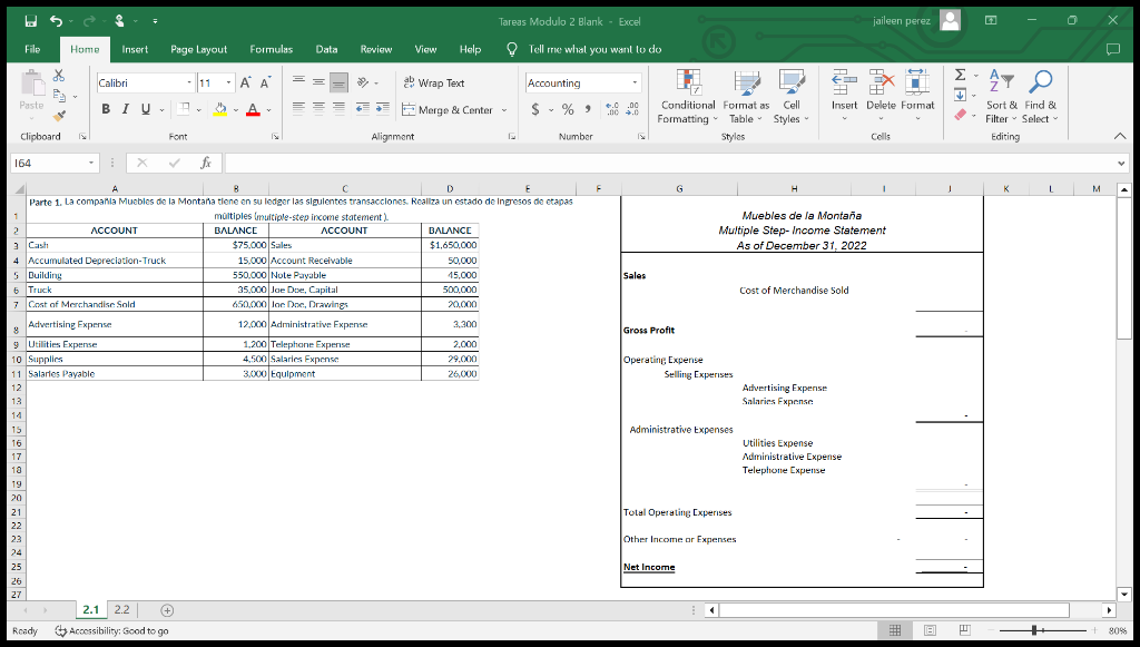 Solved Part 1. The company Muebles de la Montaña has in its | Chegg.com