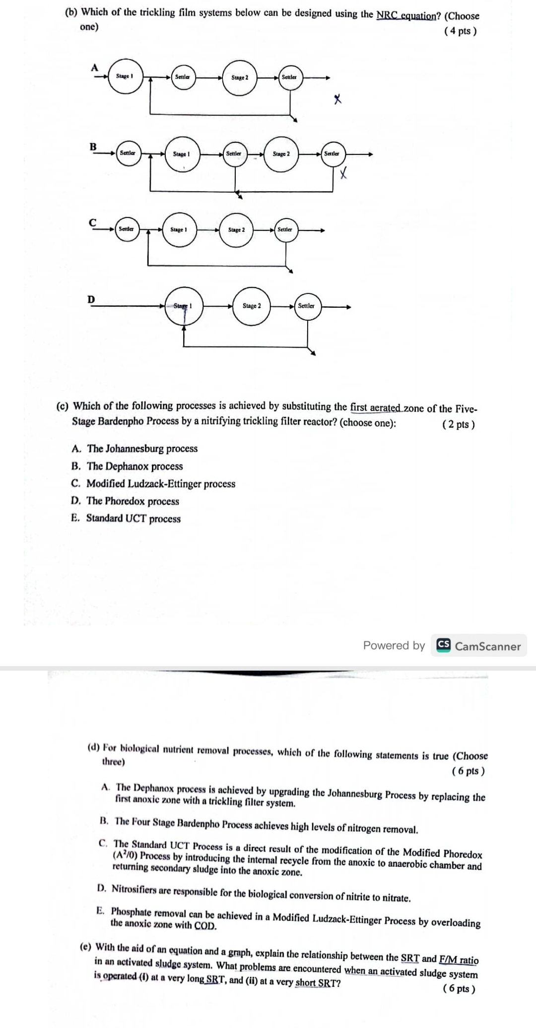 Solved (b) Which of the trickling film systems below can be | Chegg.com