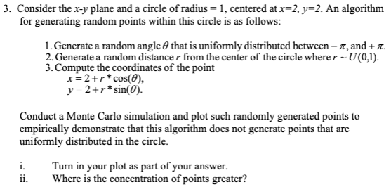 Solved Consider the x−y plane and a circle of radius =1, | Chegg.com