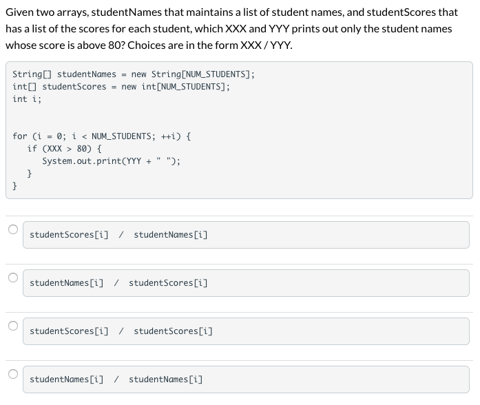 Solved: Given Two Arrays, StudentNames That Maintains A Li... | Chegg.com Solved: Given Two Arrays, StudentNames That Maintains A Li... | Chegg.com