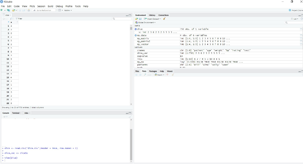 Solved RStudio File Edit Code View . . . Plots Tools Help | Chegg.com