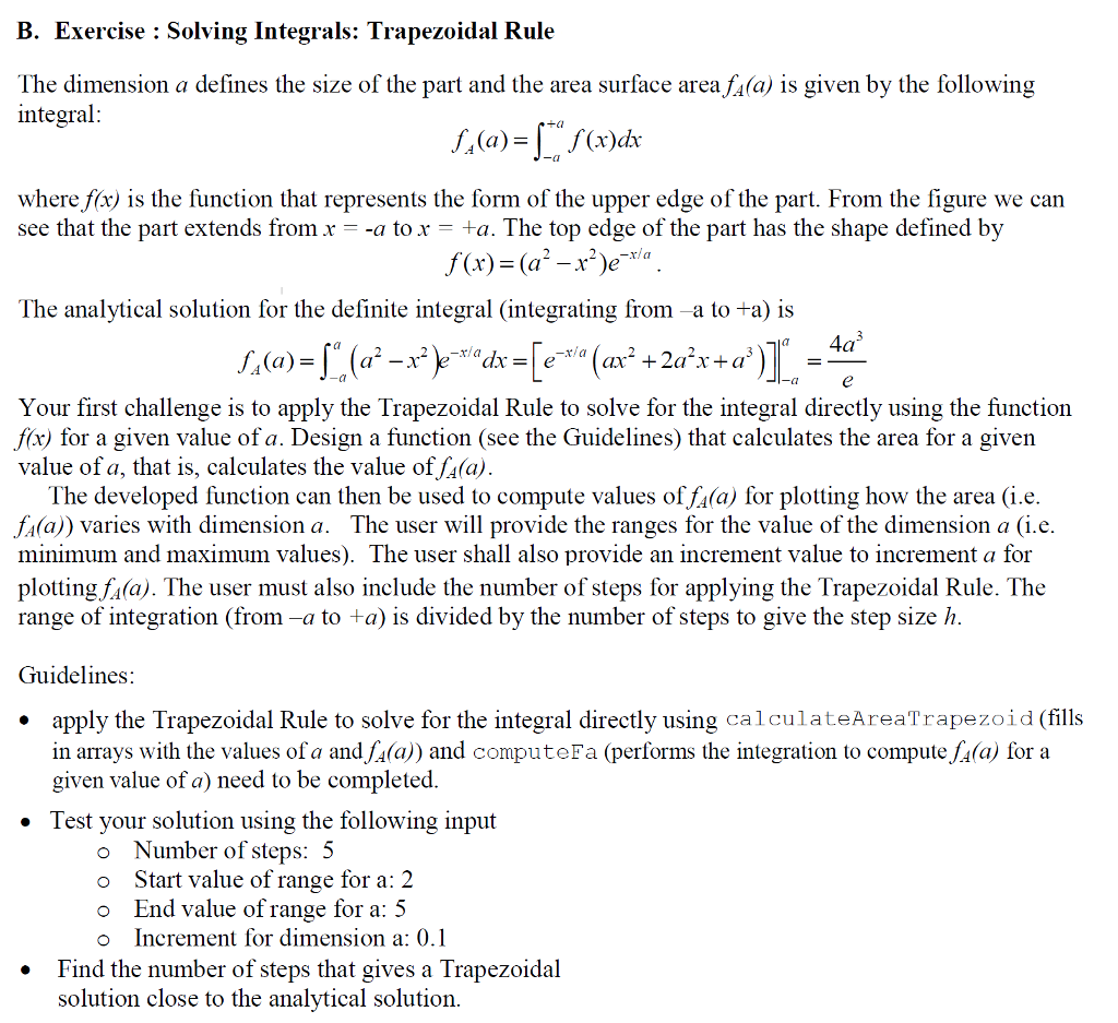 Help write a C program that applies the Trapezoidal | Chegg.com