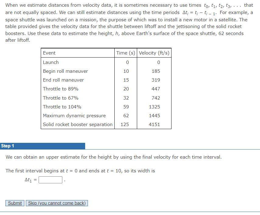 Solved When we estimate distances from velocity data, it is | Chegg.com