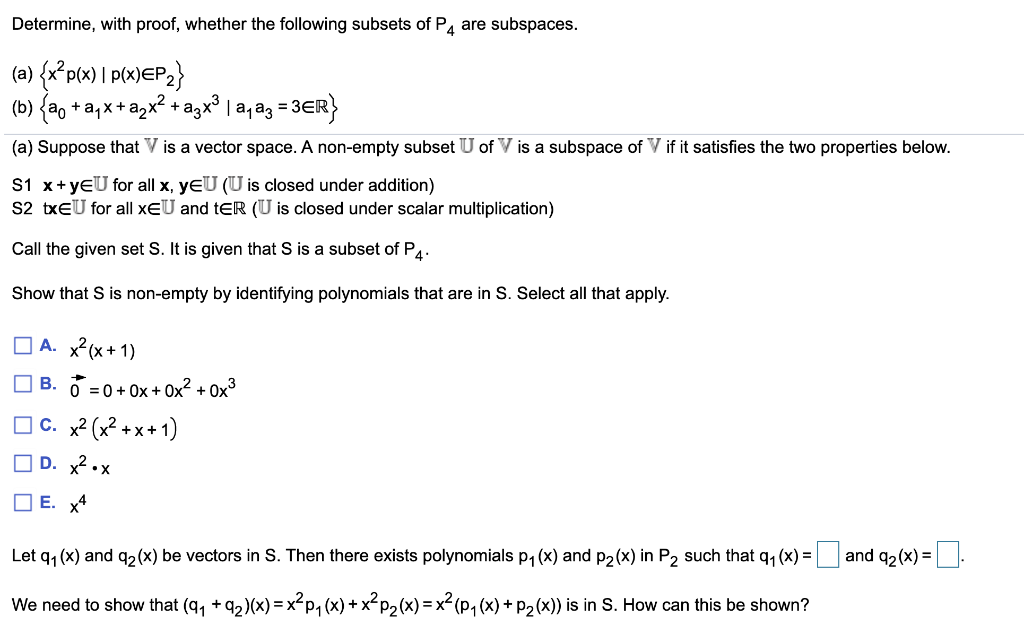 Solved Determine, with proof, whether the following subsets | Chegg.com