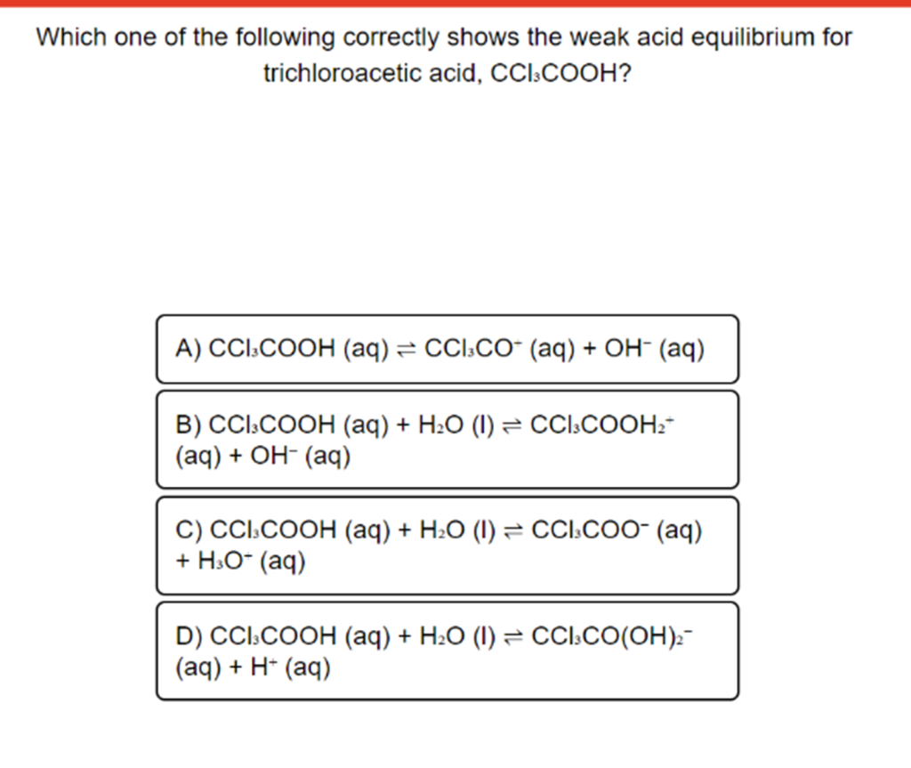 Solved Which one of the following correctly shows the weak | Chegg.com