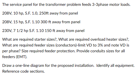 Solved The service panel for the transformer problem feeds | Chegg.com