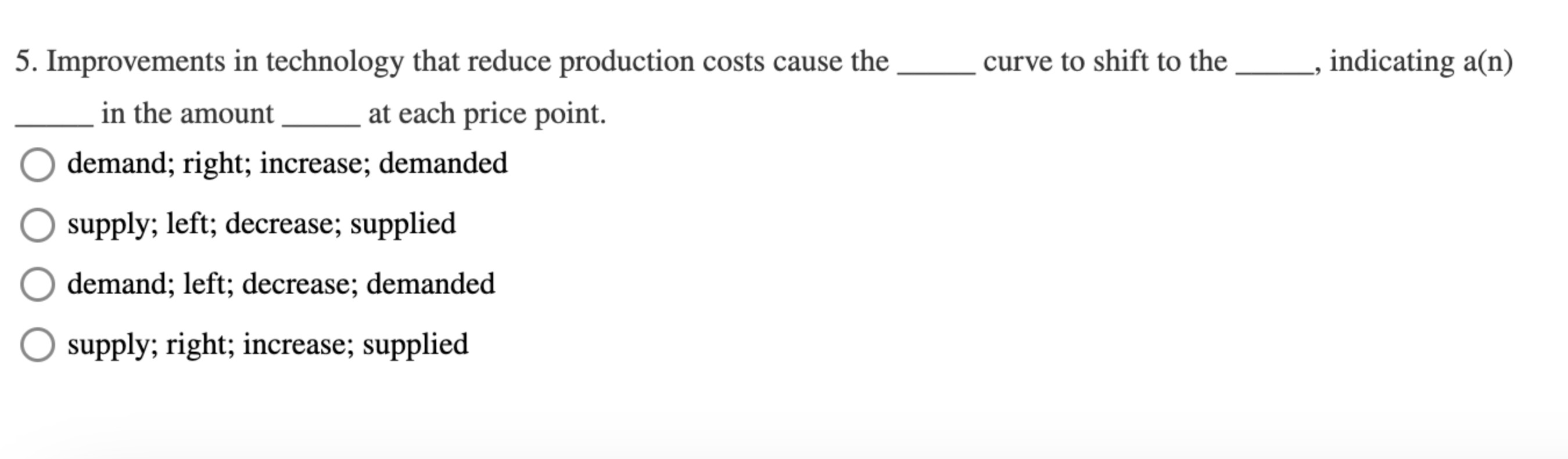 Solved Improvements in technology that reduce production | Chegg.com