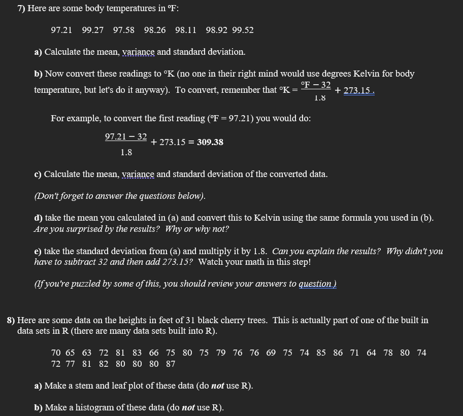 Solved 6) Subtract 5 from each of the numbers in problem 5 | Chegg.com