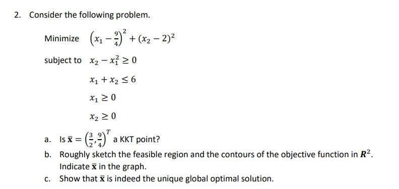 Solved 2. Consider the following problem. Minimize subject | Chegg.com
