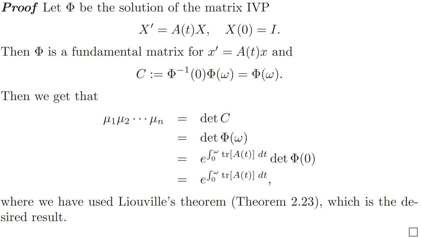 Theorem 2.74 Assume μ1,μ2,⋯,μn are the Floquet | Chegg.com