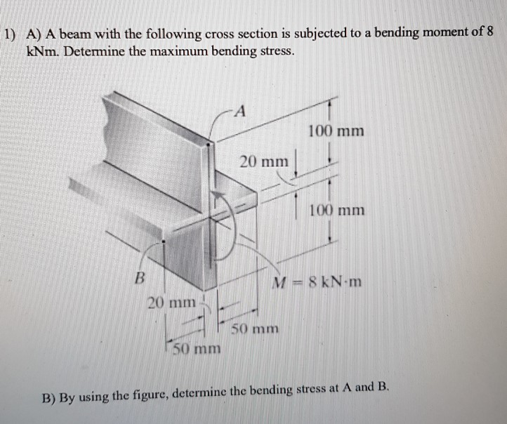 Solved 1) A) A beam with the following cross section is | Chegg.com
