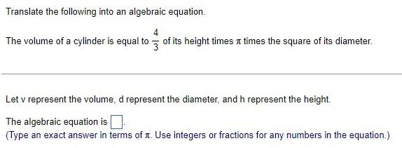 Solved Translate the following into an algebraic equation. | Chegg.com