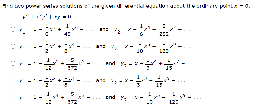 Solved Find two power series solutions of the given | Chegg.com