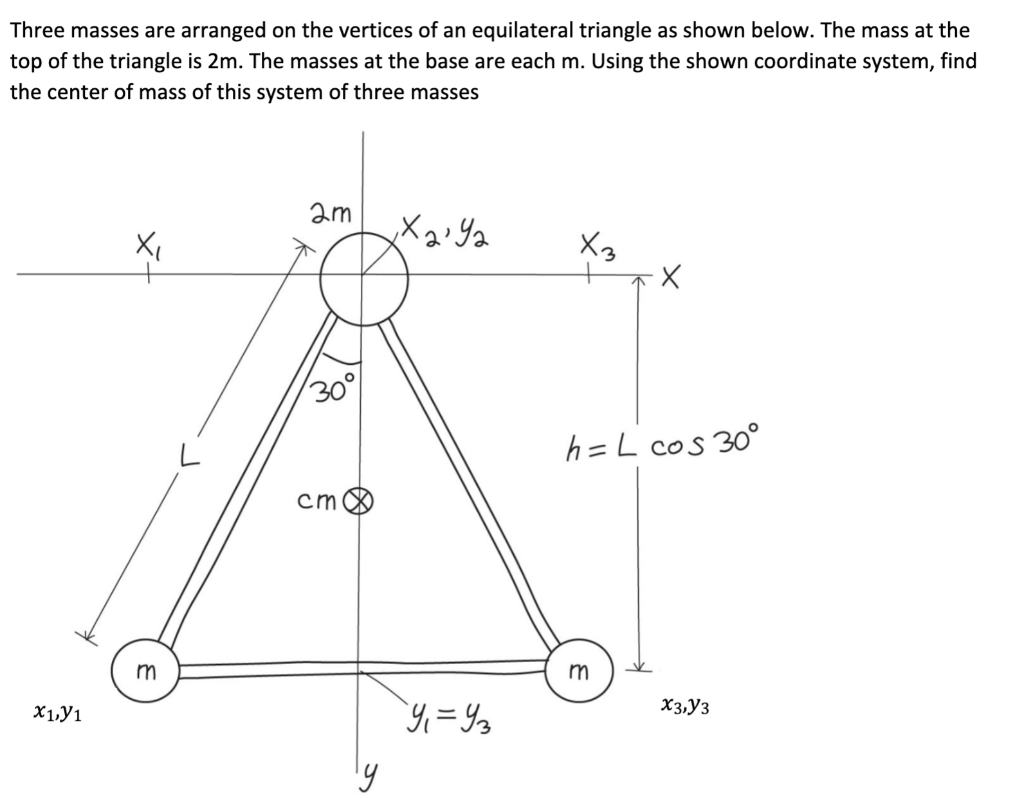 Solved Three masses are arranged on the vertices of an | Chegg.com