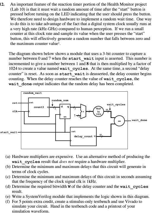 Solved 2. An important feature of the reaction timer portion | Chegg.com