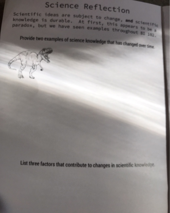 Solved Science Reflection Scientific ideas are subject to | Chegg.com