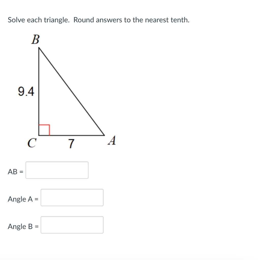 Solved Solve each triangle. Round answers to the nearest | Chegg.com