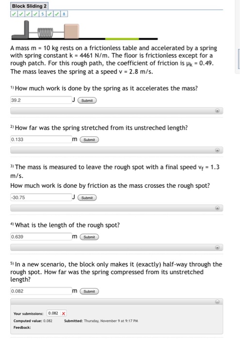 Solved Block Sliding 2 A mass m 10 kg rests on a | Chegg.com