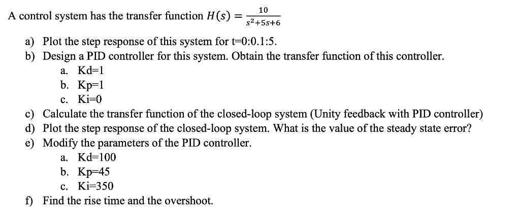 A control system has the transfer function | Chegg.com