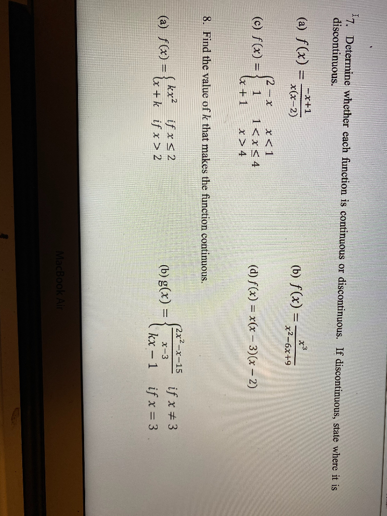 Solved 17. Determine whether each function is continuous or | Chegg.com