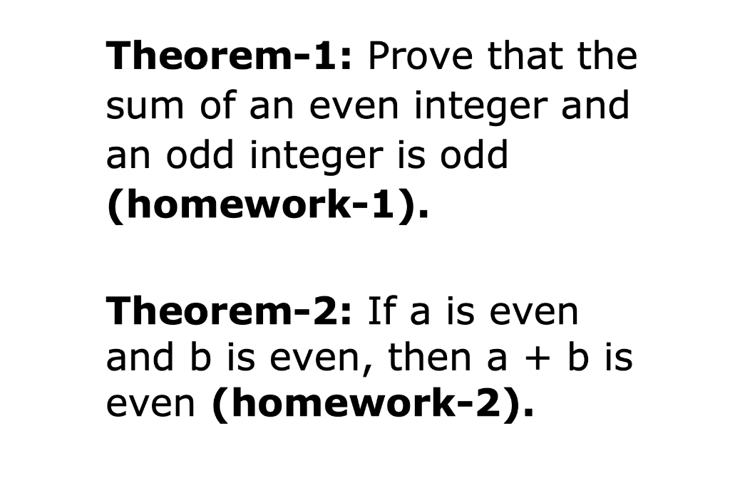 Solved Theorem 1 Prove That The Sum Of An Even Integer And 