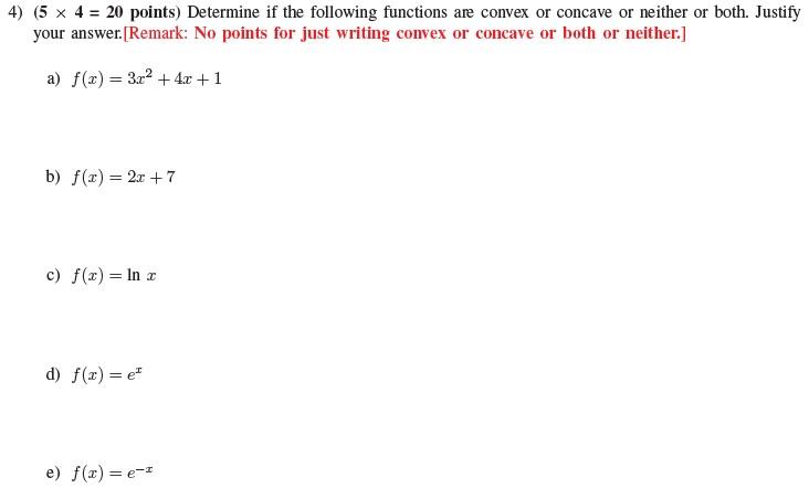 Solved 4) (5×4=20 points) Determine if the following | Chegg.com